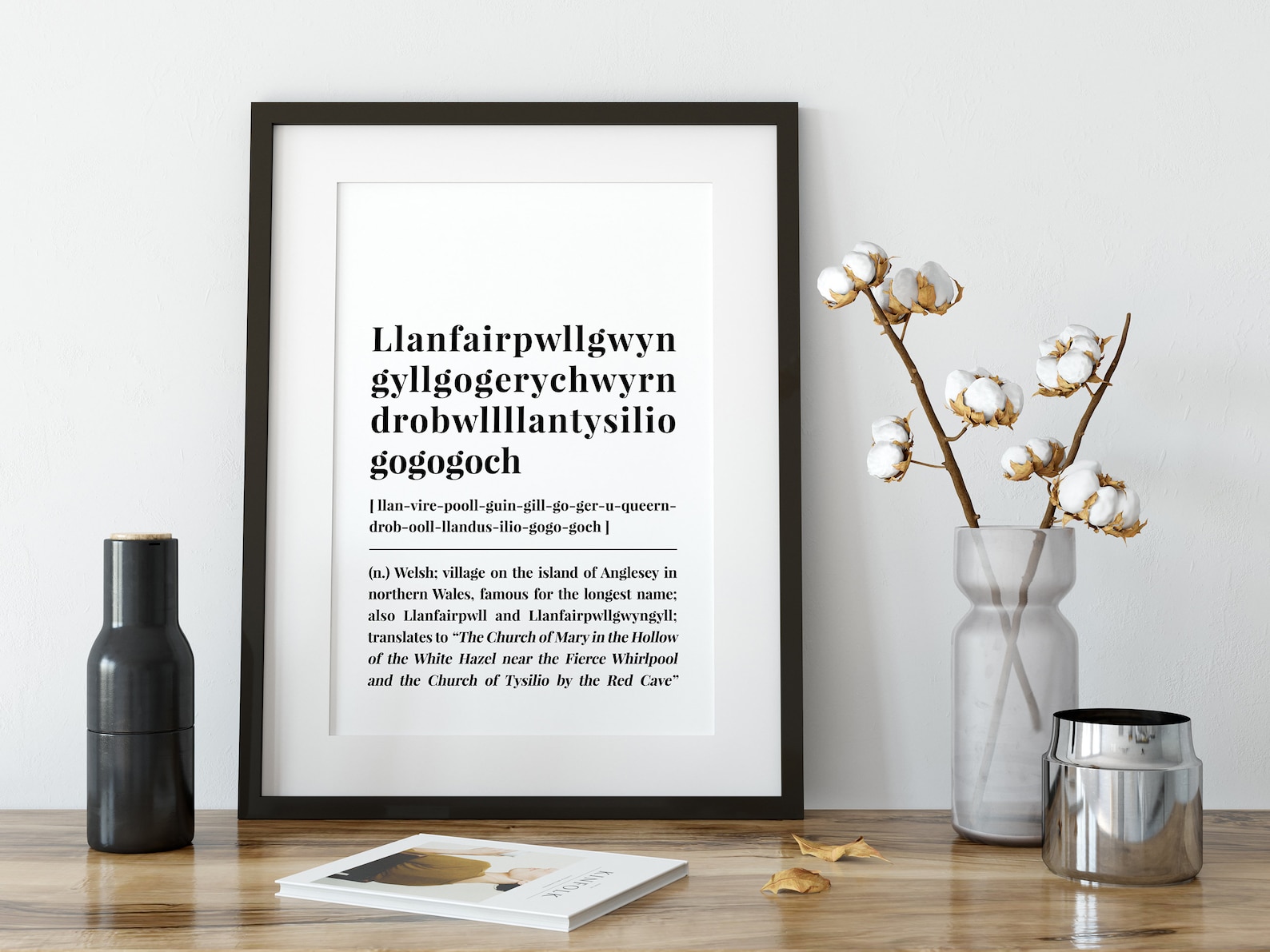Llanfairpwllgwyngyll Wales Poster, Welsh Celtic Word Phrase Definition ...