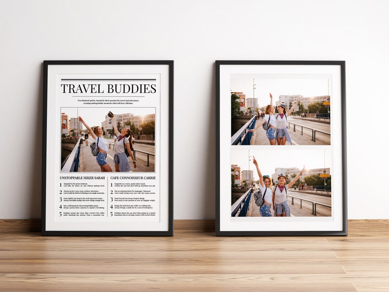 Personalized Travel Buddies Digital Poster, Custom Travel Friends Print ...
