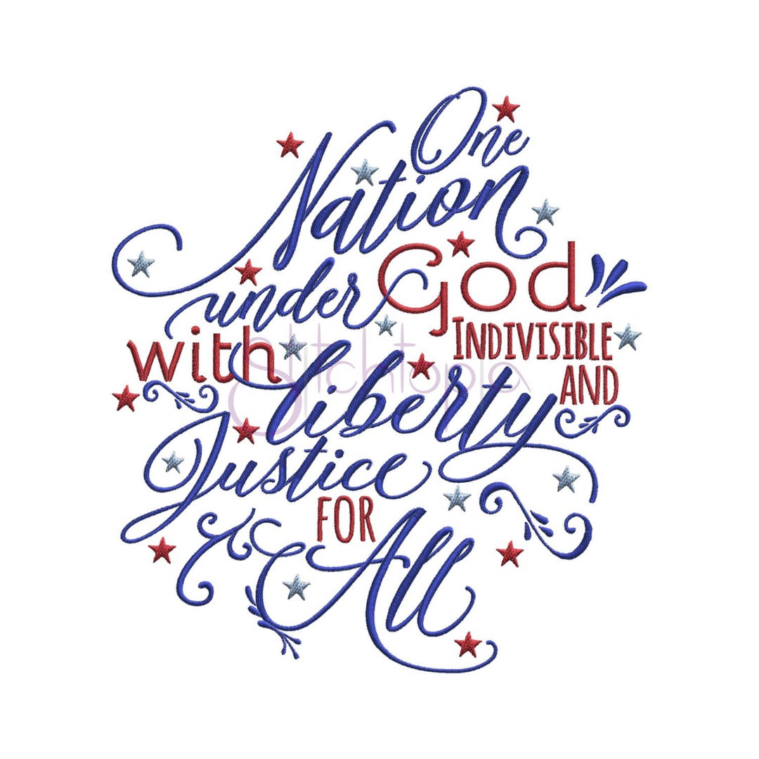 One Nation Under God 4th of July Machine Embroidery Digitized Design ...