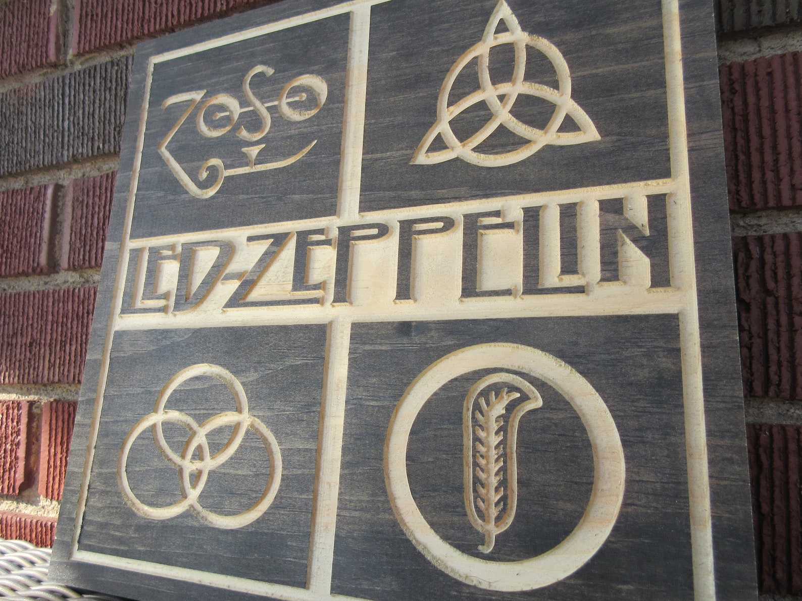 Led Zeppelin Handmade Wood Zoso Music Wall Art Sign Plaque | Etsy