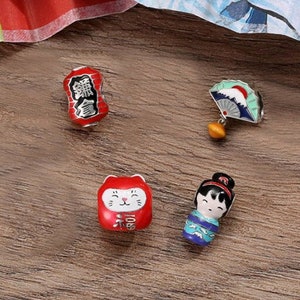 925 Sterling Silver Japanese Motif Charm for Bracelet Cute | Etsy