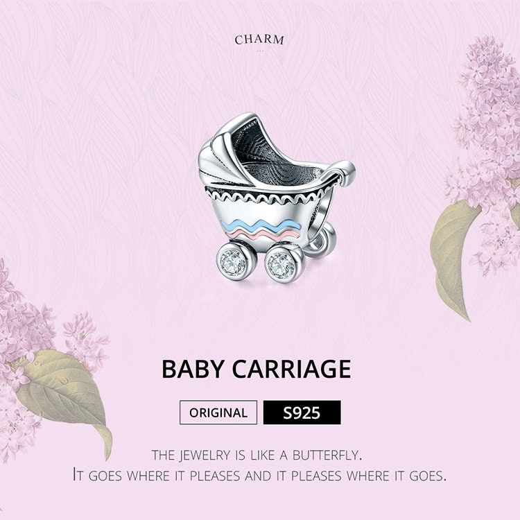 925 sterling silver baby stroller charm for Pandora style | Etsy