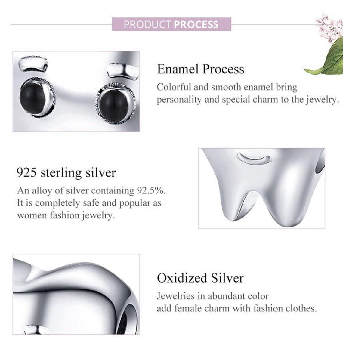 925 Sterling Silver Cute Tooth Charms for Bracelet Solid - Etsy