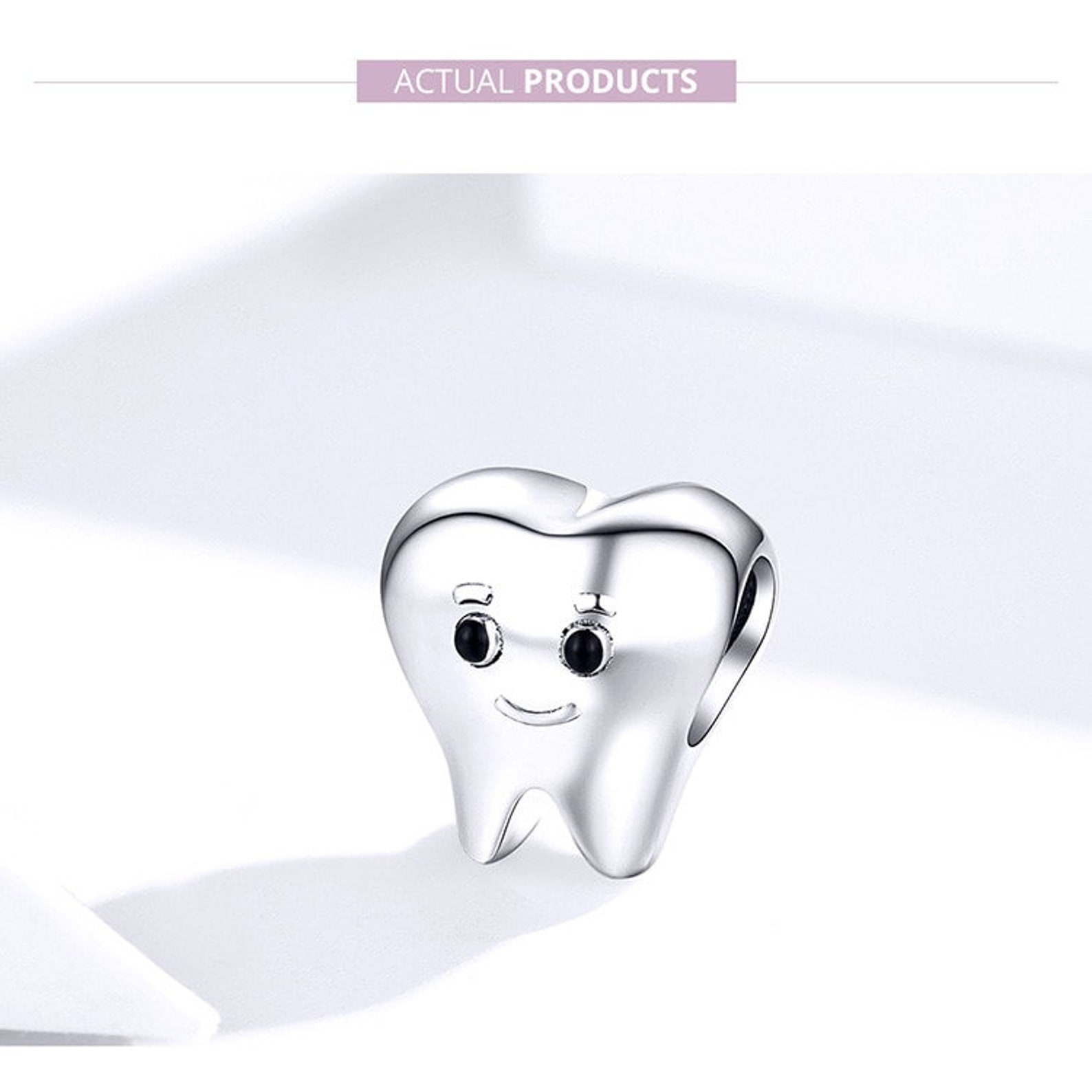 925 Sterling Silver Cute Tooth Charms for Bracelet Solid - Etsy