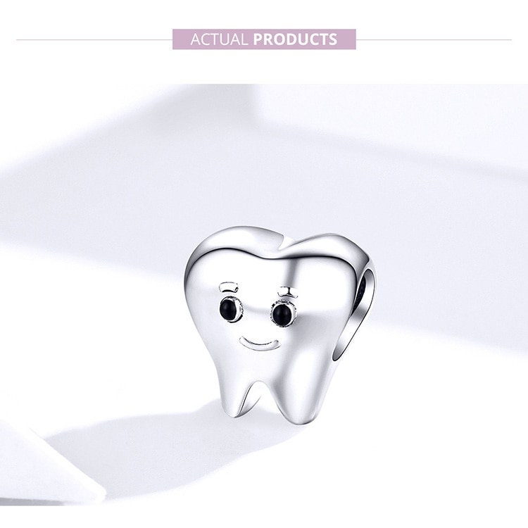 925 Sterling Silver Cute Tooth Charms for Bracelet Solid - Etsy