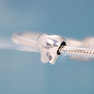 925 Sterling Silver Cute Tooth Charms for Bracelet Solid - Etsy