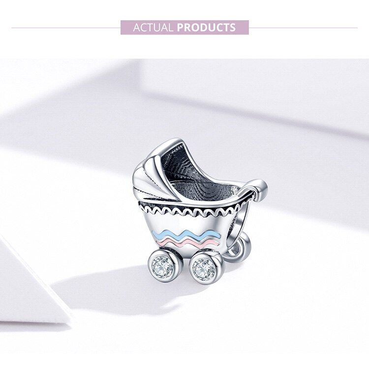 925 sterling silver baby stroller charm for Pandora style | Etsy