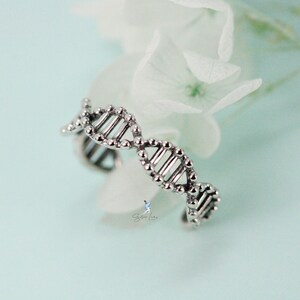 925 Sterling Silver DNA Strand Open Band Ring Thai Oxidation - Etsy