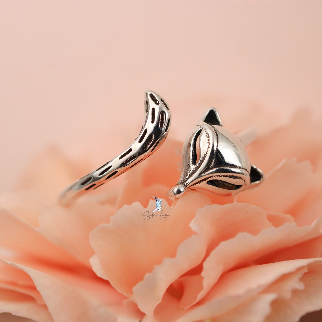 925 Sterling Silver Adjustable Fox Ring Cute Thai Oxidation - Etsy