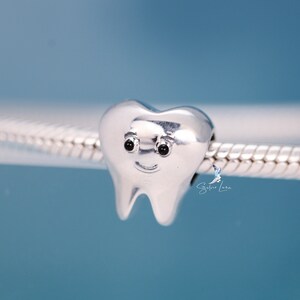 925 Sterling Silver Cute Tooth Charms for Bracelet Solid - Etsy