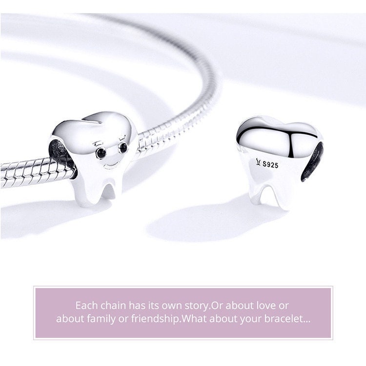 925 sterling silver cute tooth charms for Pandora style | Etsy