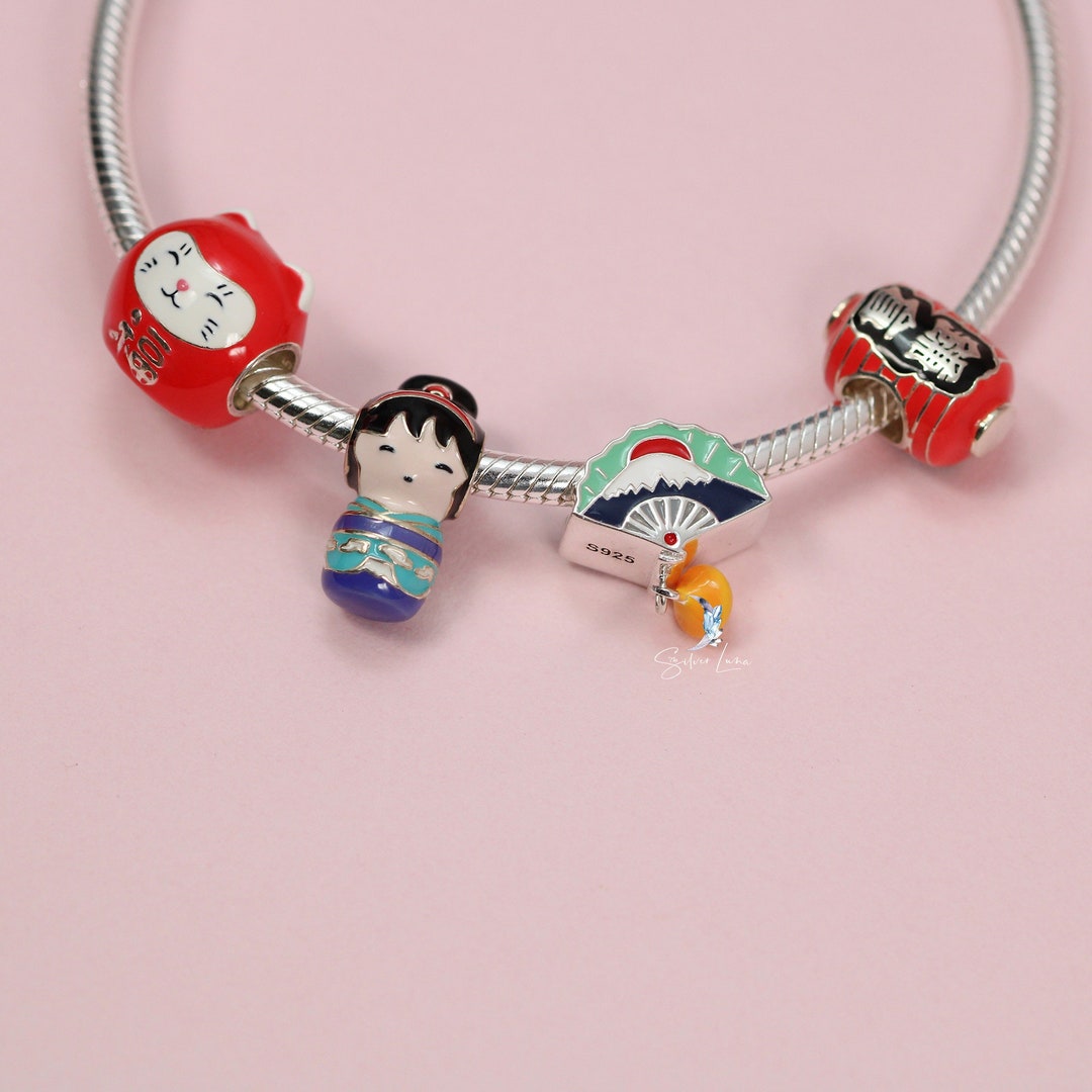 925 Sterling Silver Japanese Motif Charm for Bracelet Cute - Etsy
