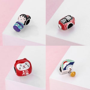 925 Sterling Silver Japanese Motif Charm for Bracelet Cute | Etsy