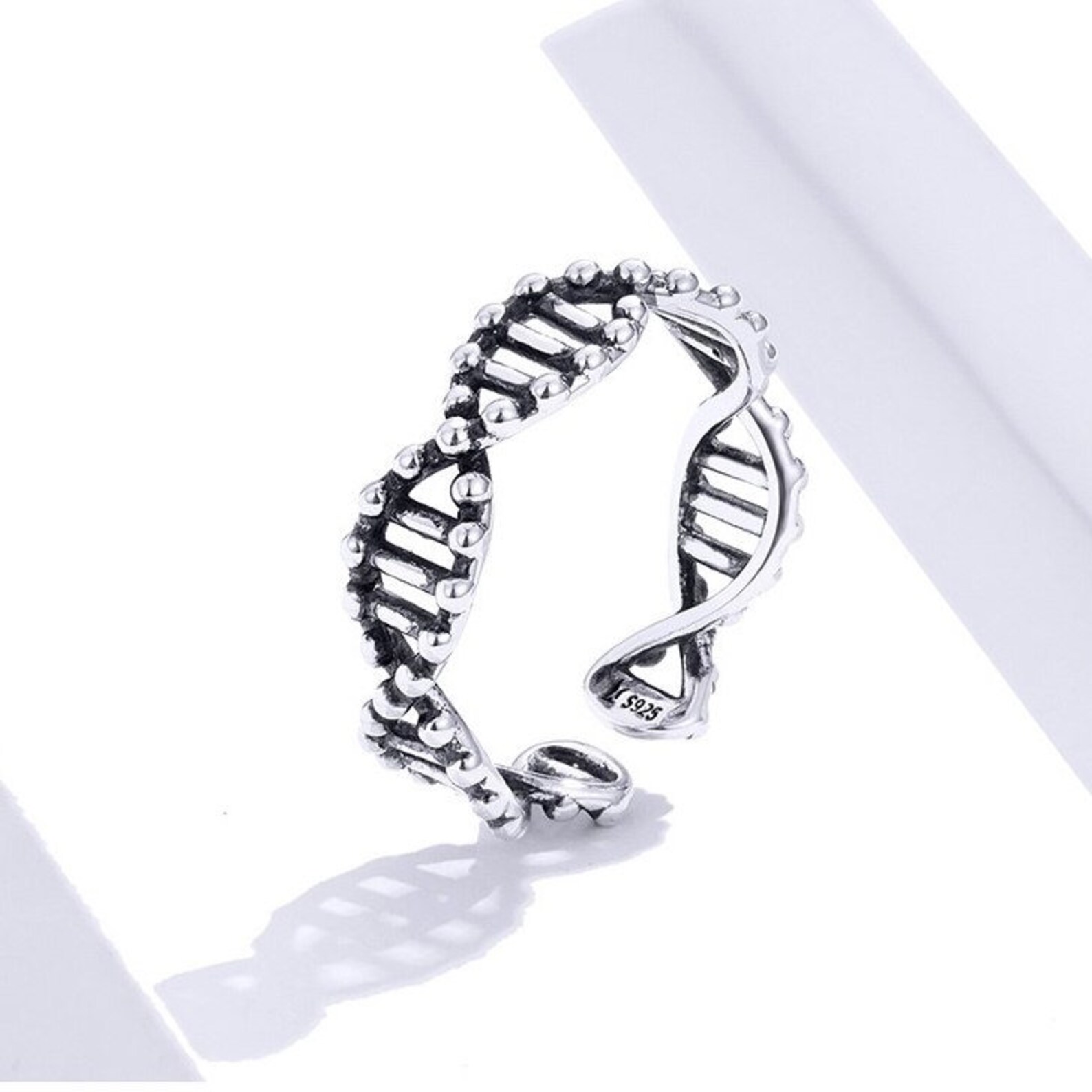 925 Sterling Silver DNA Strand Open Band Ring Thai Oxidation - Etsy