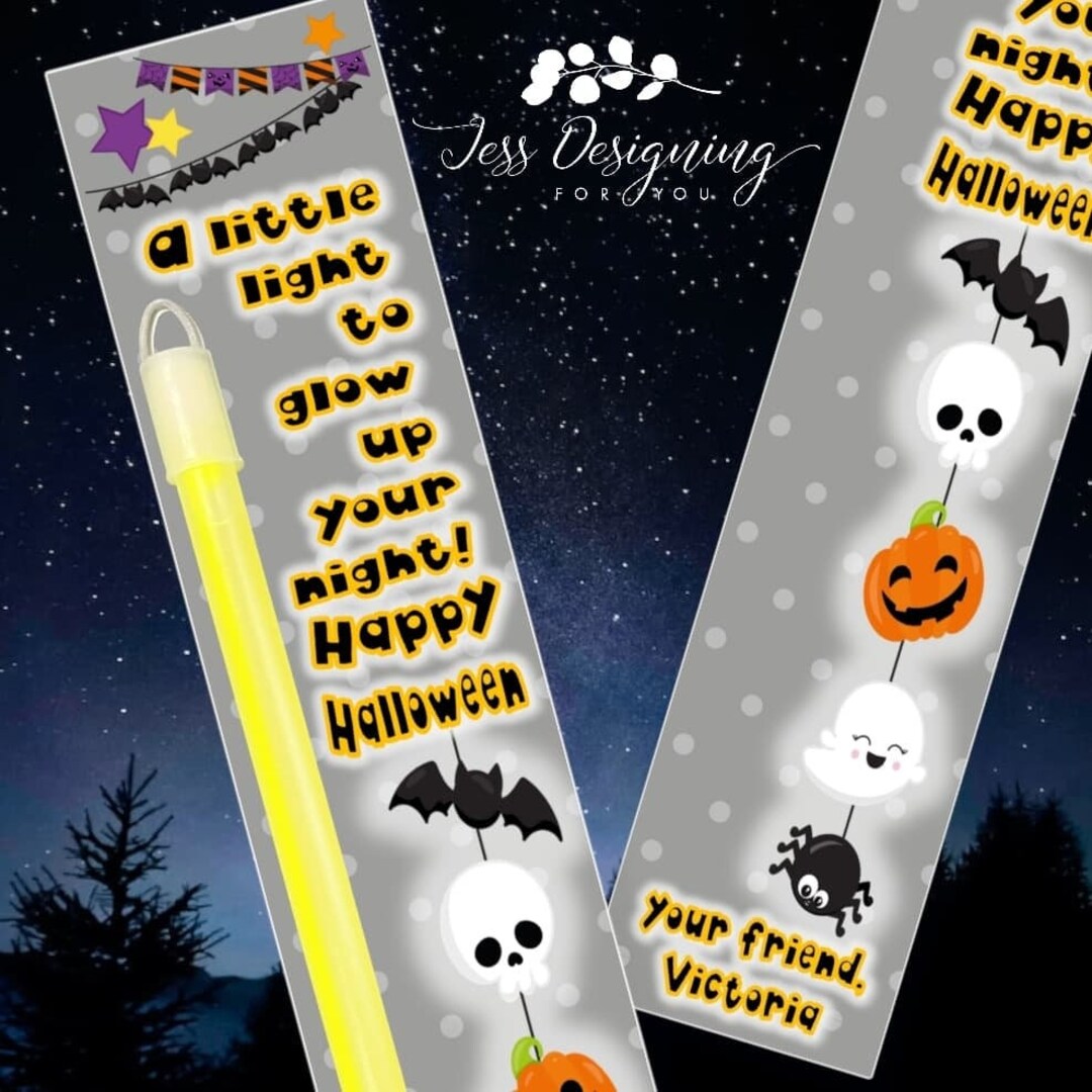 Digital Halloween Glow Stick Cards, A Little Light to Glow Your Night ...