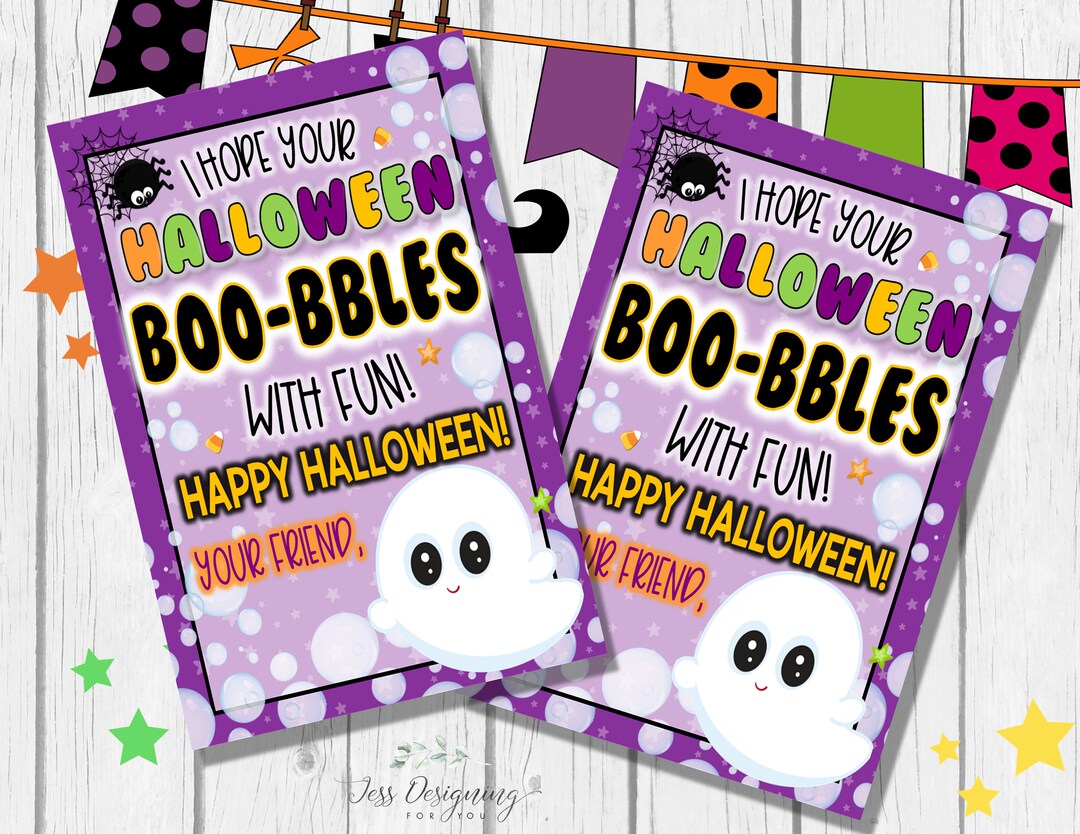 Digital Halloween Bubbles Tag, Boo-bbles, Halloween Party Favor ...