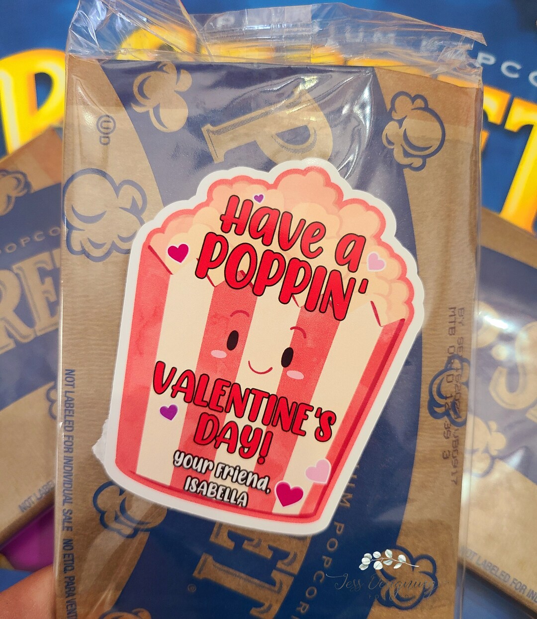 Valentine Popcorn Stickers, Valentine's Day Stickers, Boy Girl Kids ...