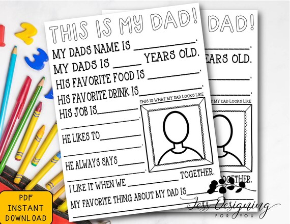 Father's Day Card Fill in the Blanks All About Dad All - Etsy