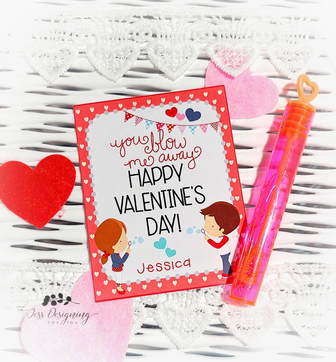 Cute Valentine's Day Bubbles Gifts for Kids, Valentine's Cards Set ...