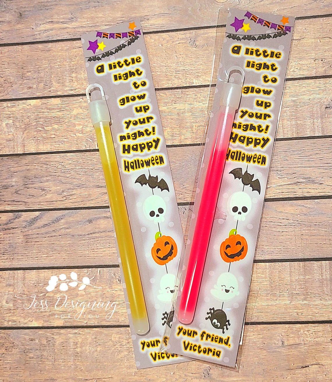 Digital Halloween Glow Stick Cards A Little Light to Glow - Etsy