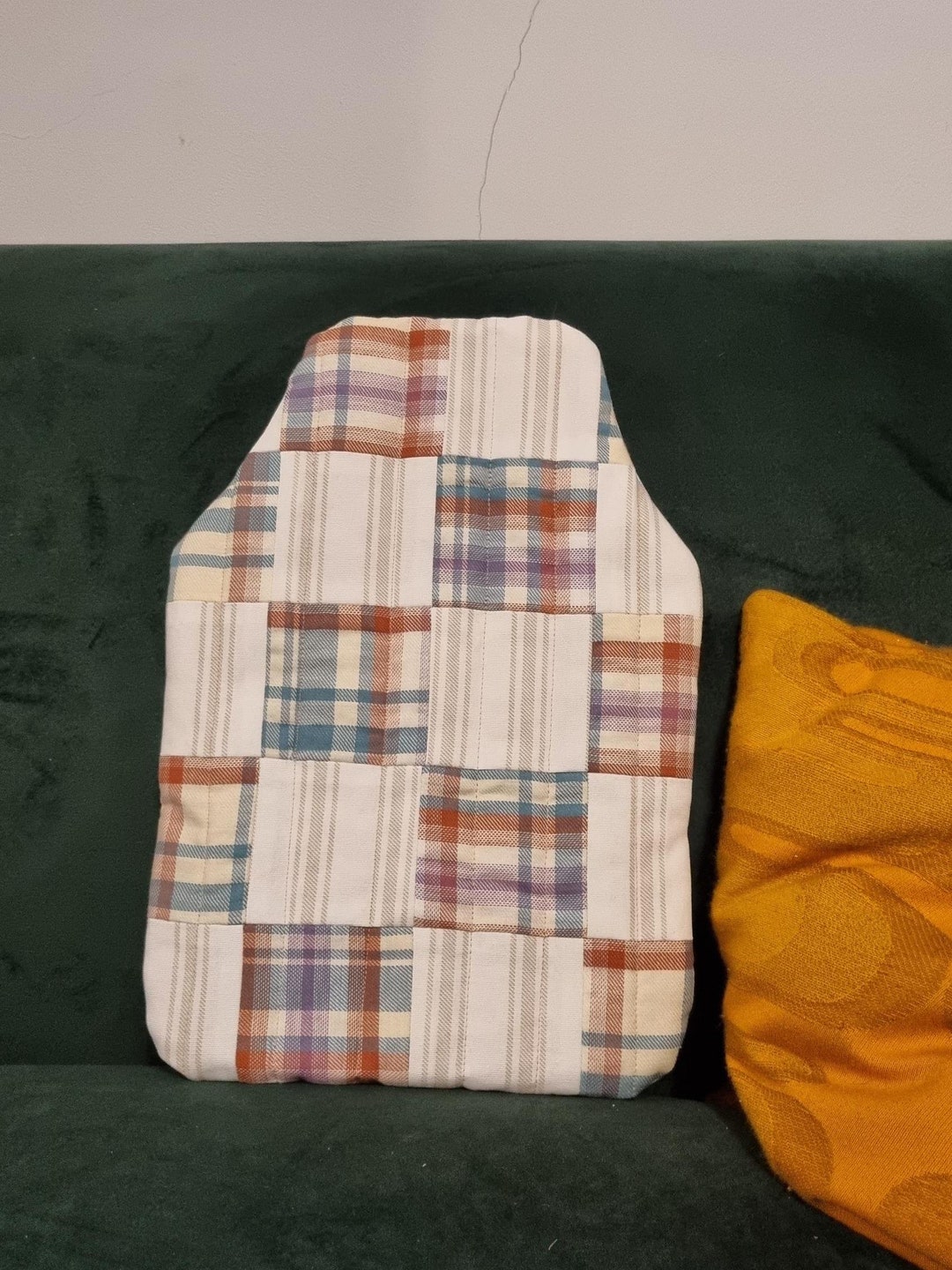 Handmade Patchwork Hot Water Bottle Cover - White and Multi Check - Etsy