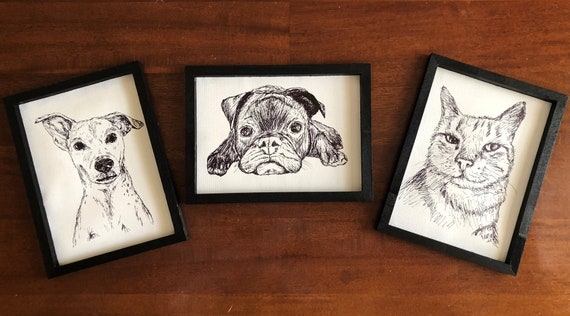 Custom Pet Portrait Hand drawn sketch Dog Portrait Cat | Etsy