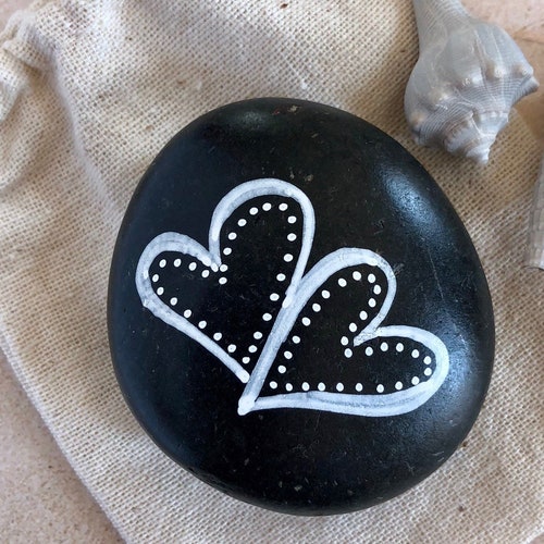 Hand Painted Heart Stone - Etsy