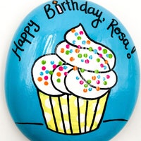 Happy Birthday Painted Stone: Rainbow Poppy Flower Pebble Art - Etsy