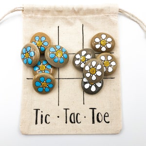 Hand Painted Flower Tic Tac Toe Set: Travel Game - Etsy