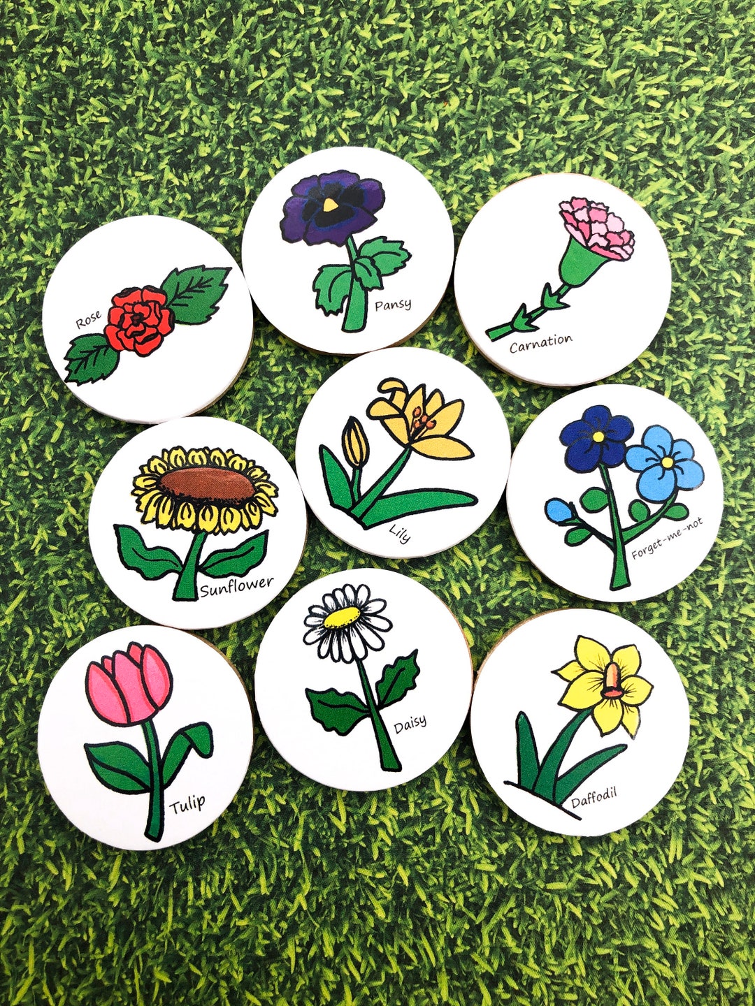 Flowers Story Tokens, Spring Flower Garden Discs, Garden Club Gift ...