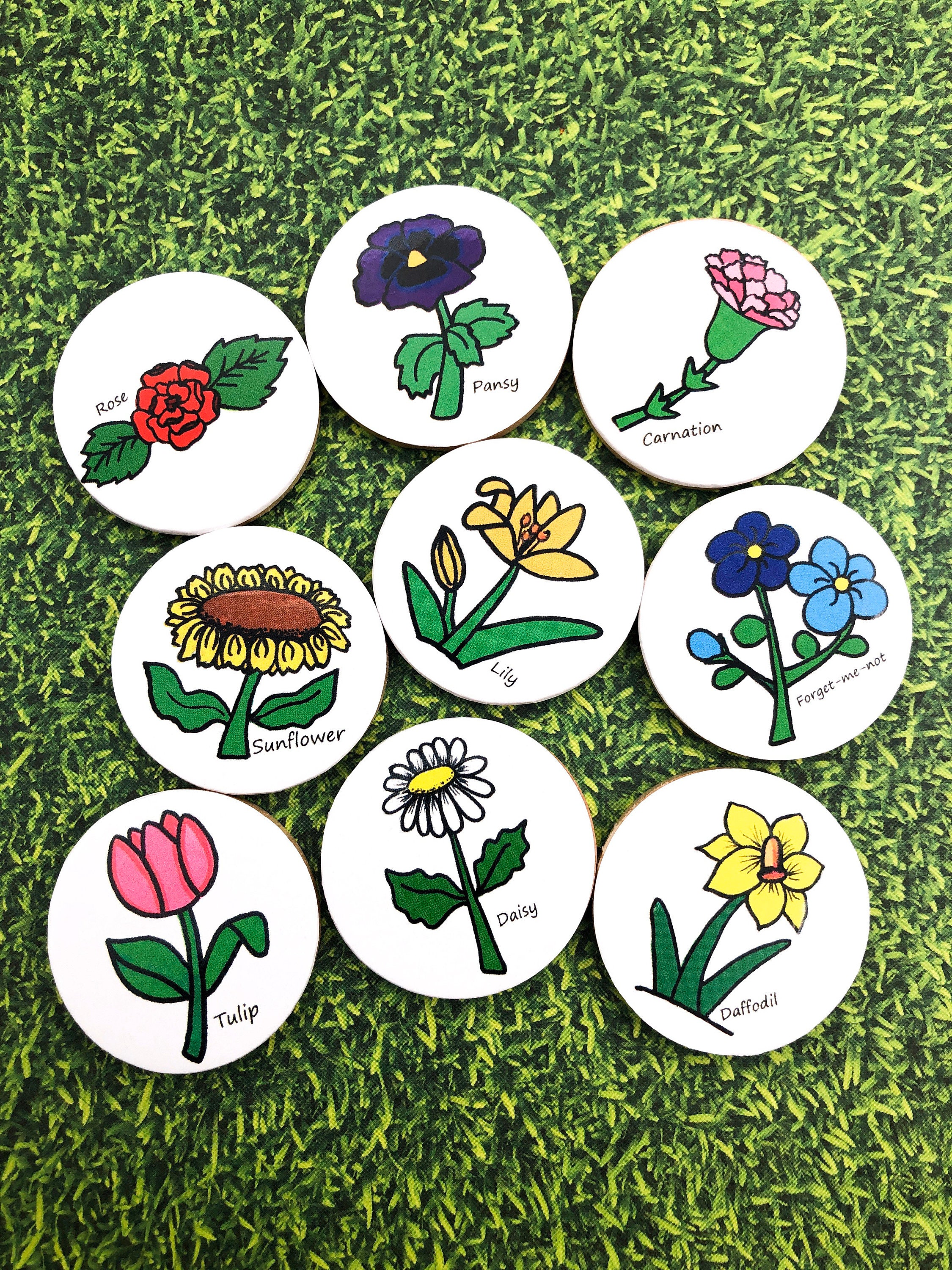 Flowers Story Tokens Spring Flower Garden Discs Garden Club | Etsy