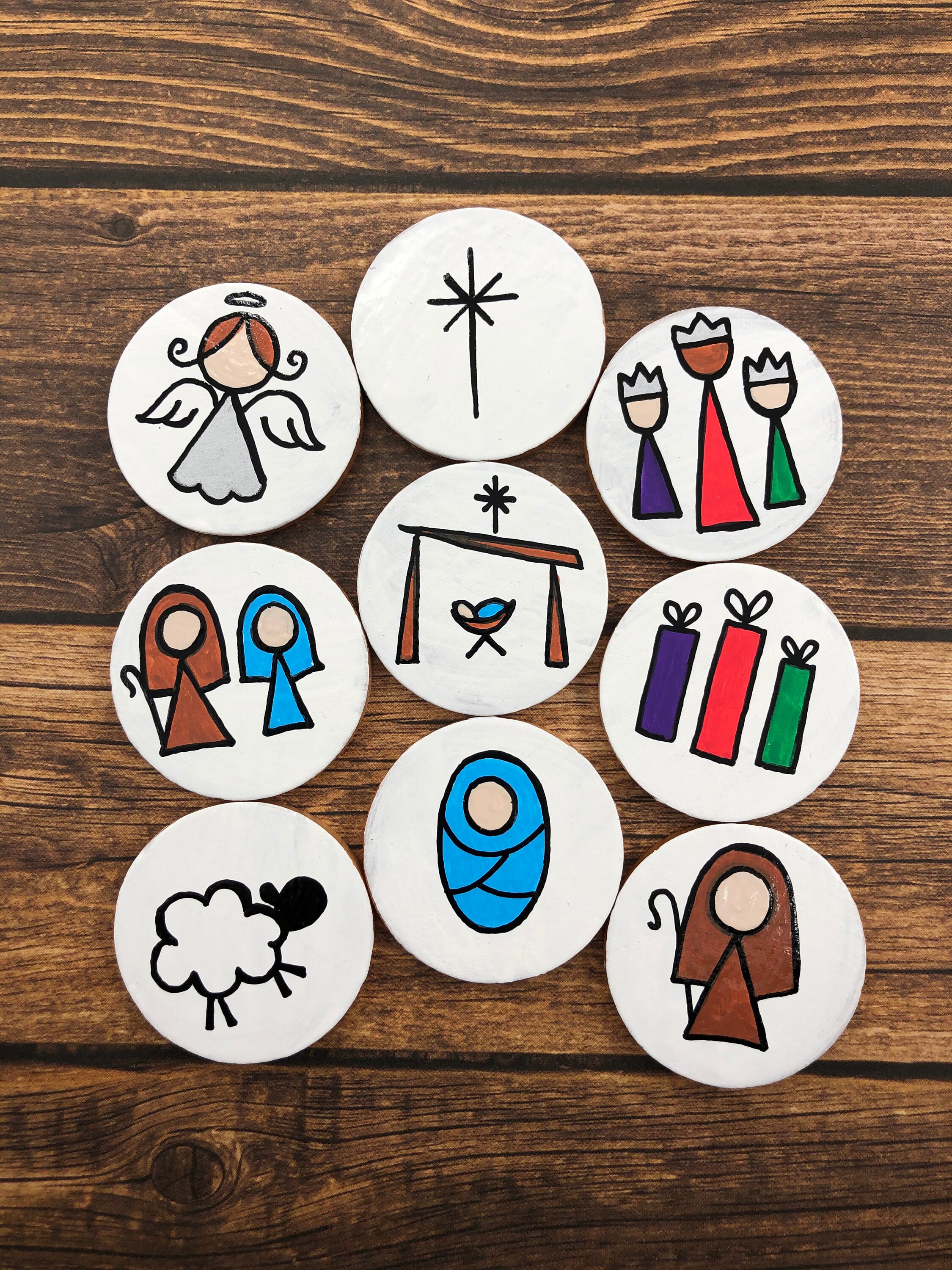 Nativity Story Stones: Hand-painted Wooden Discs, Christmas Story ...