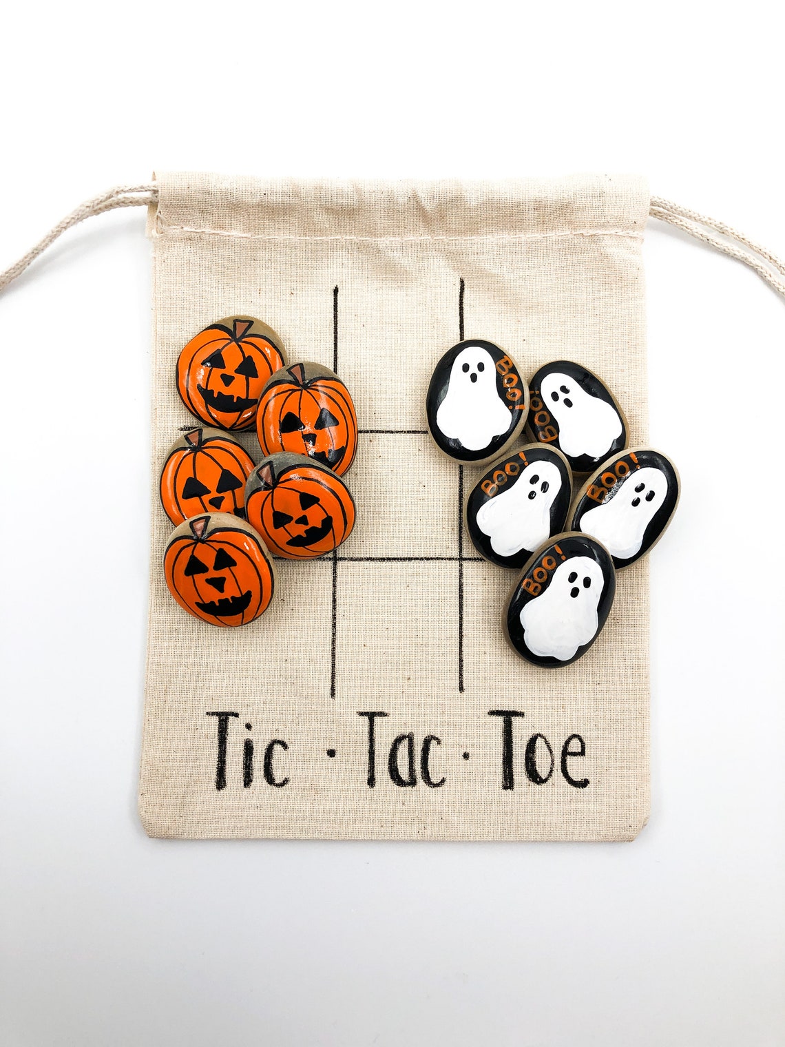 Halloween Tic Tac Toe Set 10 Ghosts and Pumpkins Painted - Etsy