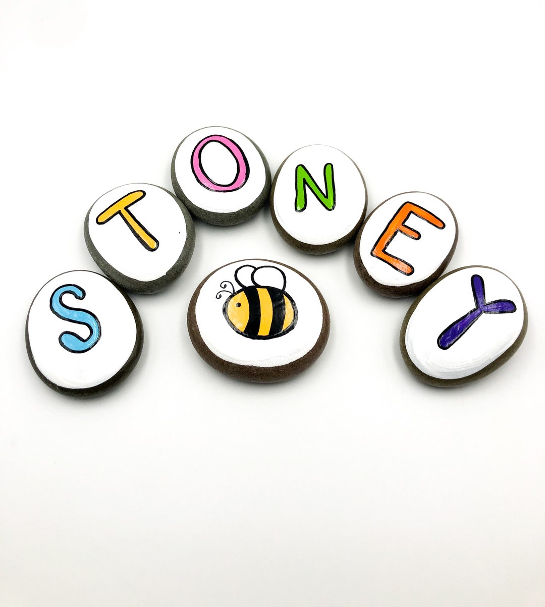 Child's Name Letters Painted Stones, Personalized Name Rocks, Kids Name ...