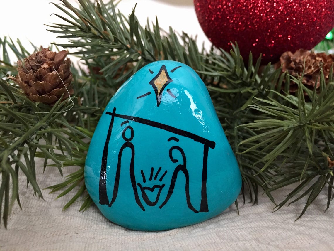 Nativity Painted Rock, Christmas Nativity Painting, Hand Painted Rock ...