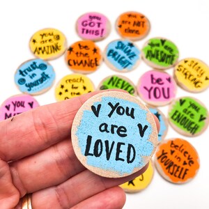Positivity Coins Set: 20 Wooden Affirmation Tokens, Encouragement Gift ...