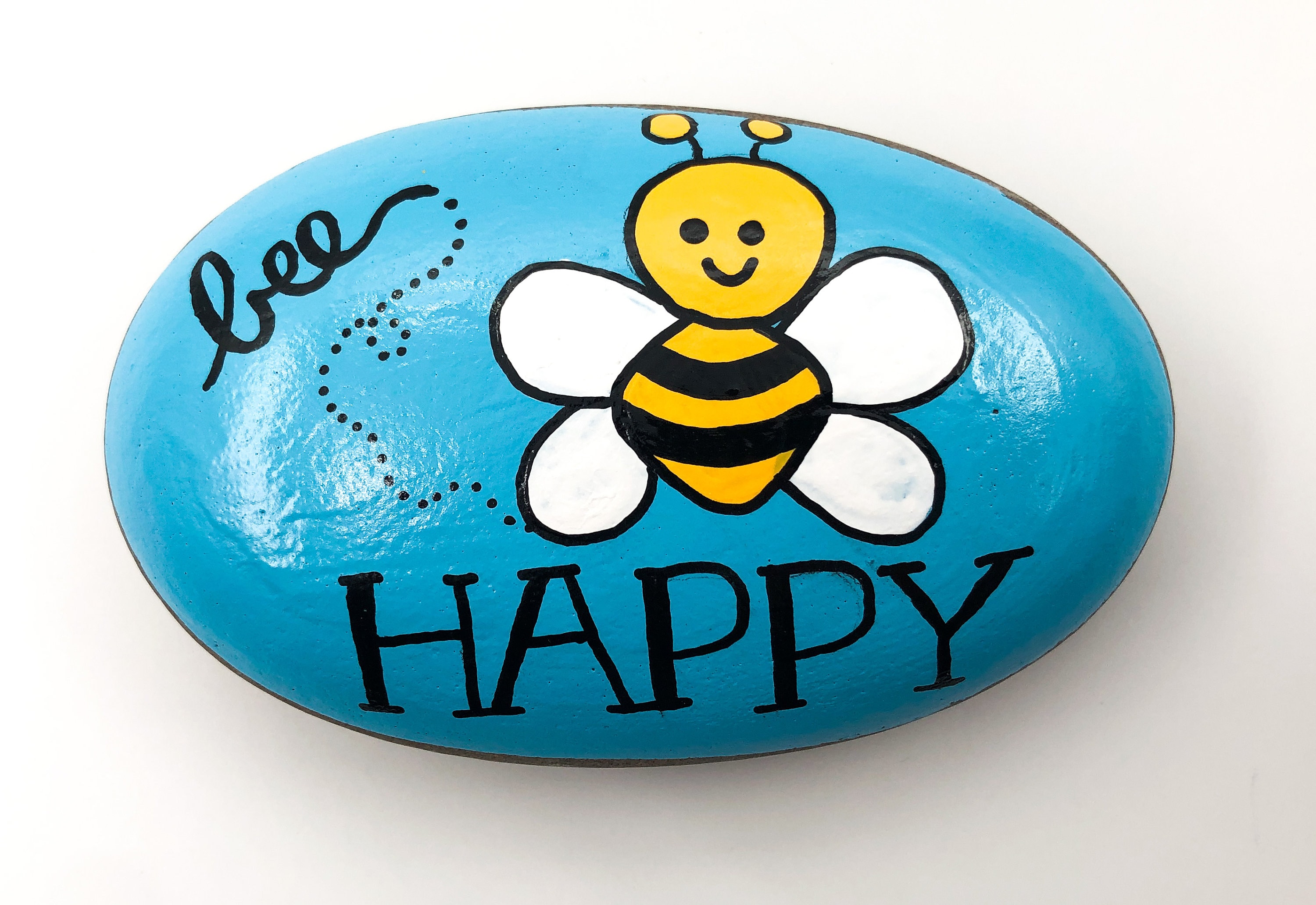 Bee Happy Painted Rock Be Happy Stone Encouragement Rock - Etsy Nederland