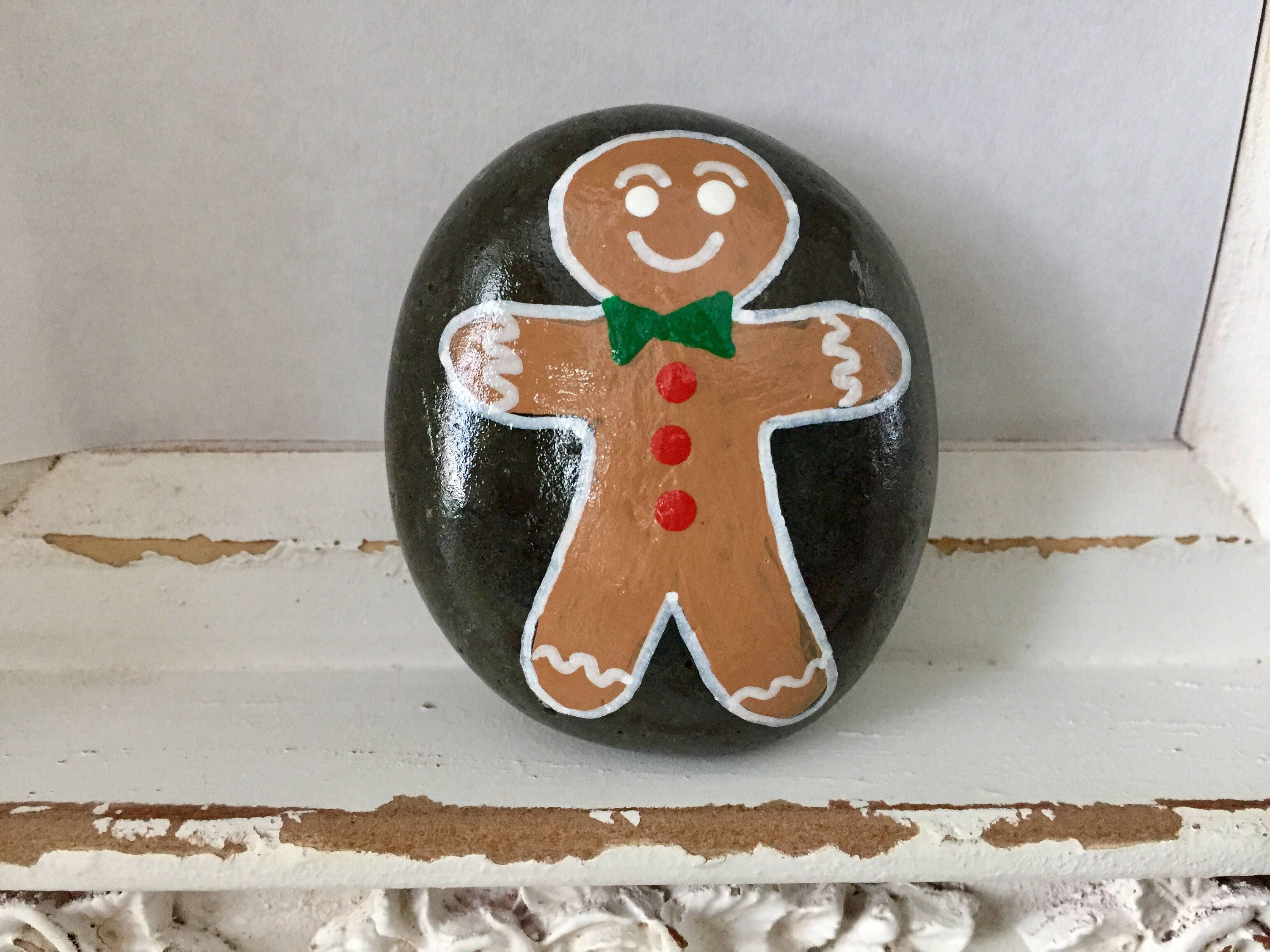 Gingerbread Man Painted Rock Set of 3 Gingerbread Men | Etsy