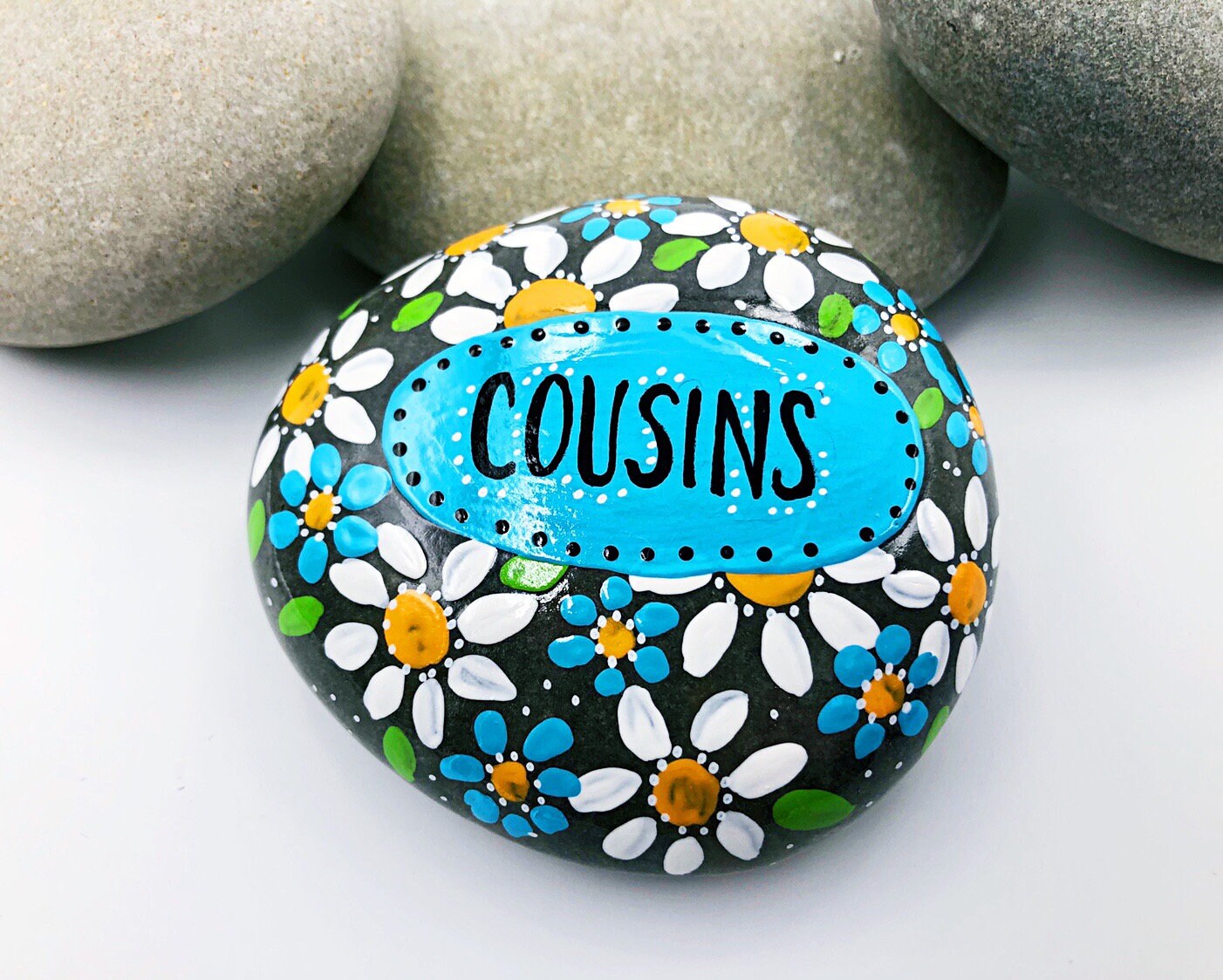 CUSTOM Painted Rock Paperweight With Flowers Personalized - Etsy