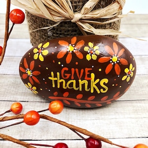 Give Thanks Painted Rock: Thanksgiving Harvest Decor - Etsy