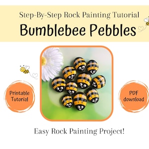 TUTORIAL - Bumblebee Pebbles Rock Painting, Easy Step by Step Downloadable Tutorial, Paint Your ...
