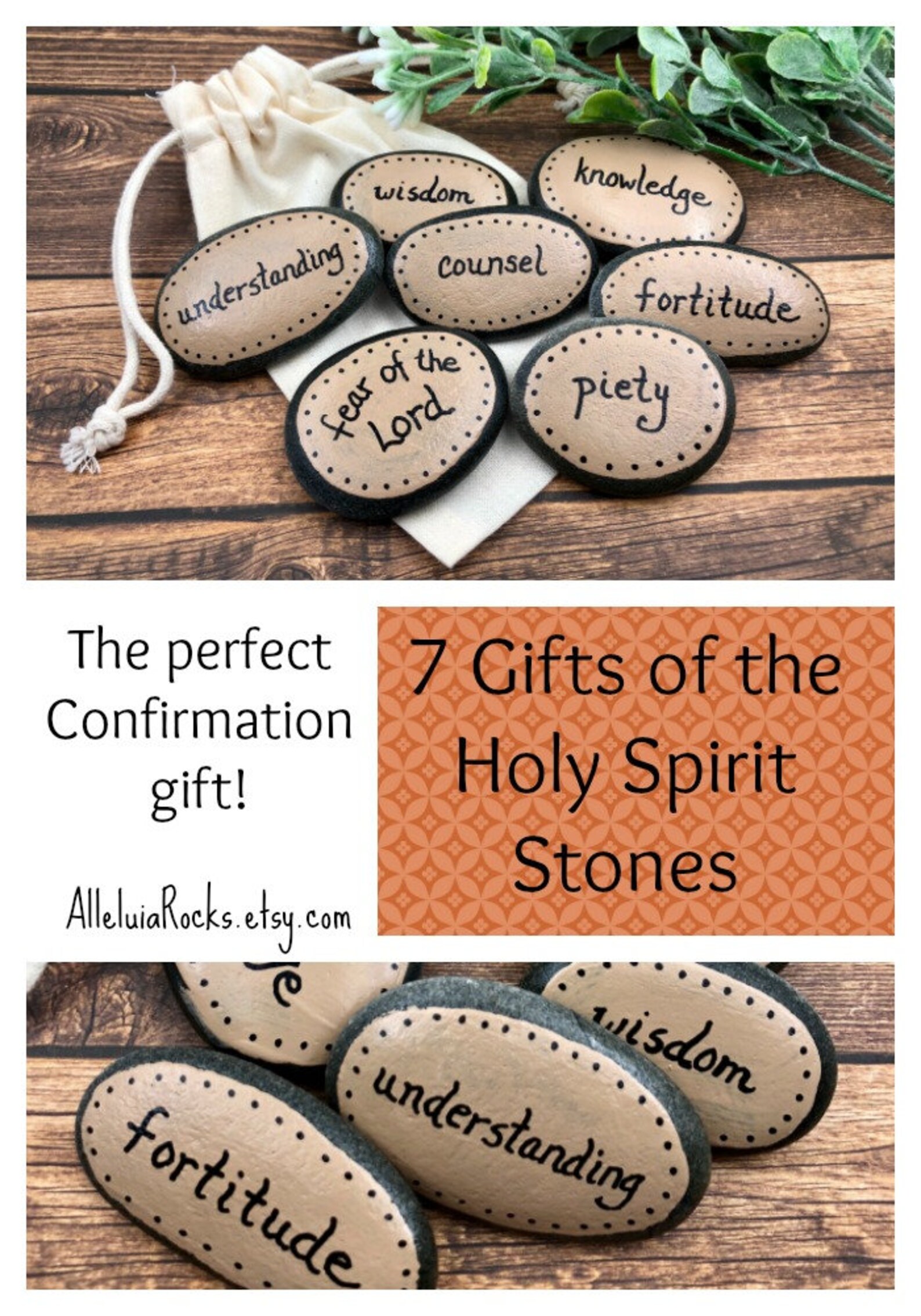 Holy Spirit Painted Rocks: Catholic Confirmation Gift, Set of 7 - Etsy