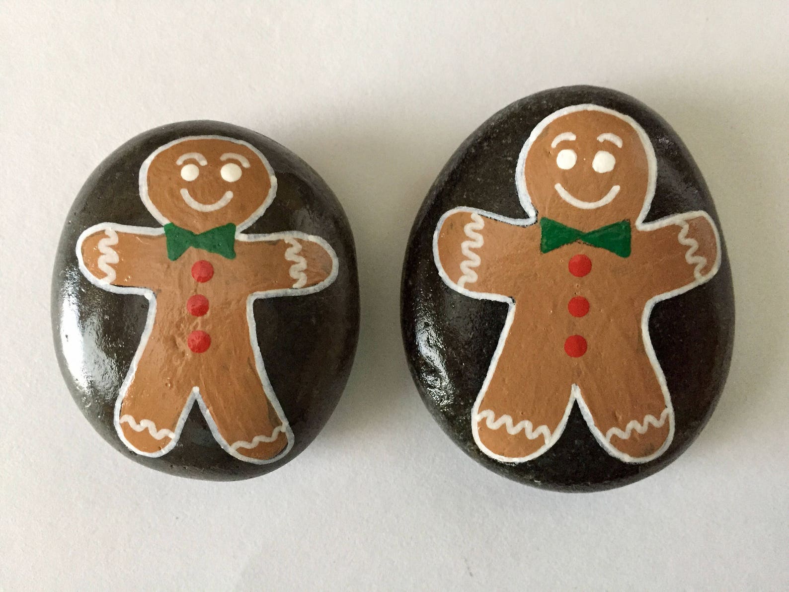 Gingerbread Man Painted Rock Set of 3 Gingerbread Men | Etsy
