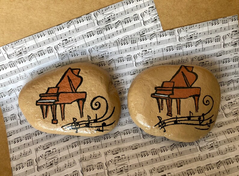 Piano Painted Rock Piano Paperweight Orchestra Gift Gift - Etsy