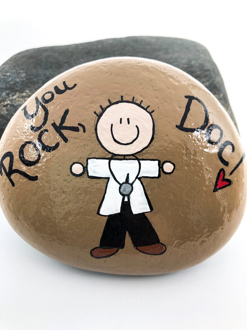 Hand-painted Stone: "you Rock Doc!" Doctor Appreciation Gift - Etsy
