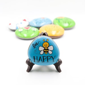 Bee Happy Painted Rock: Hand-painted Bumblebee Affirmation Stone - Etsy UK
