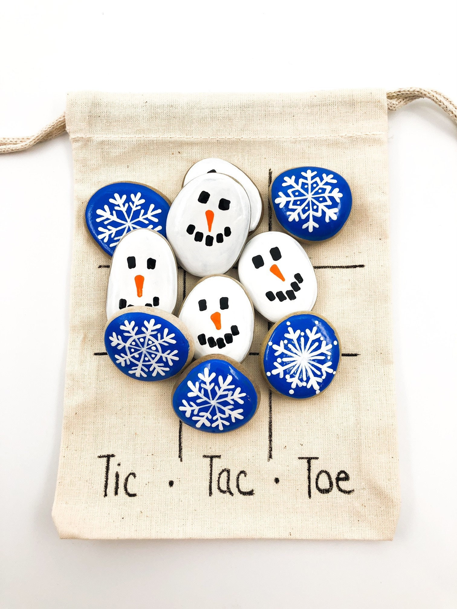 Snowflake Snowman Tic Tac Toe Game: Painted Christmas Rocks - Etsy