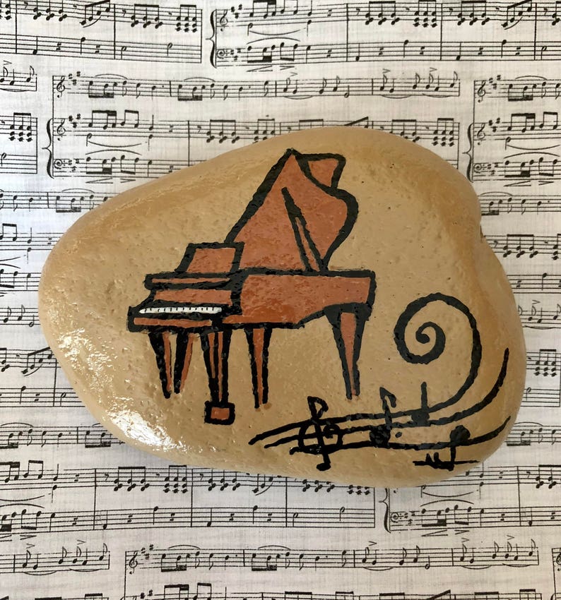 Piano Painted Rock Piano Paperweight Orchestra Gift Gift - Etsy