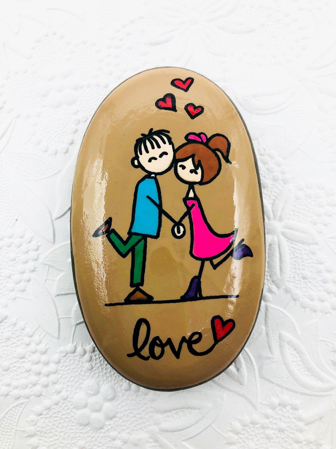 Love Painted Rock: Couple Holding Hands, Engagement Gift - Etsy