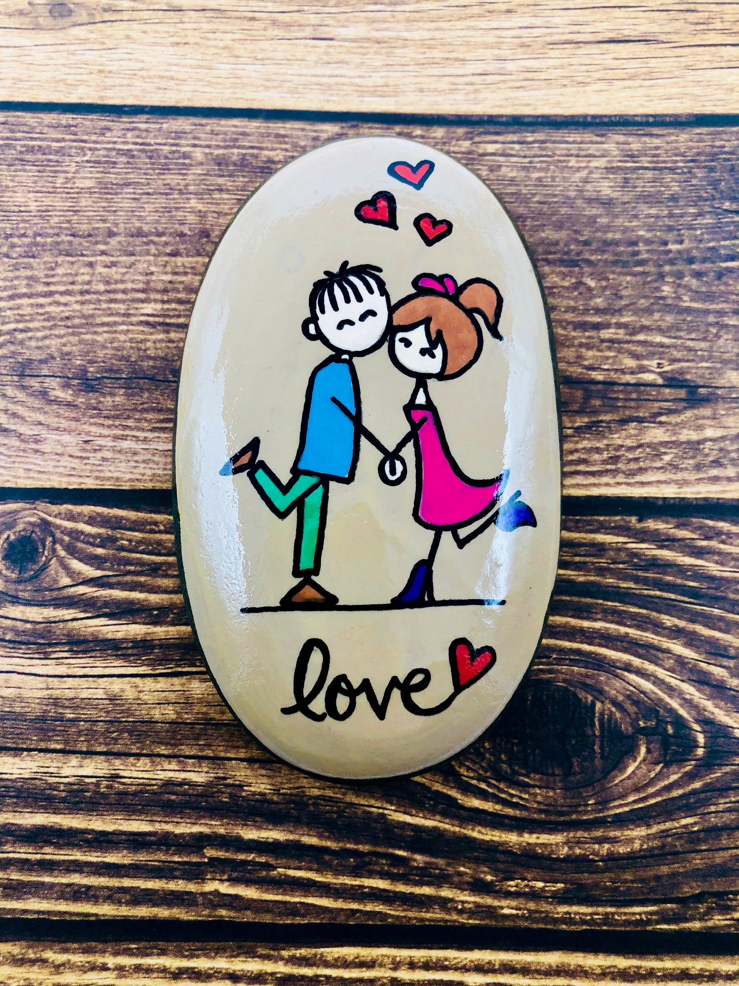 Love Painted Rock Couple Holding Hands Painted Stone | Etsy